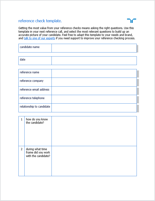 download | reference check question template